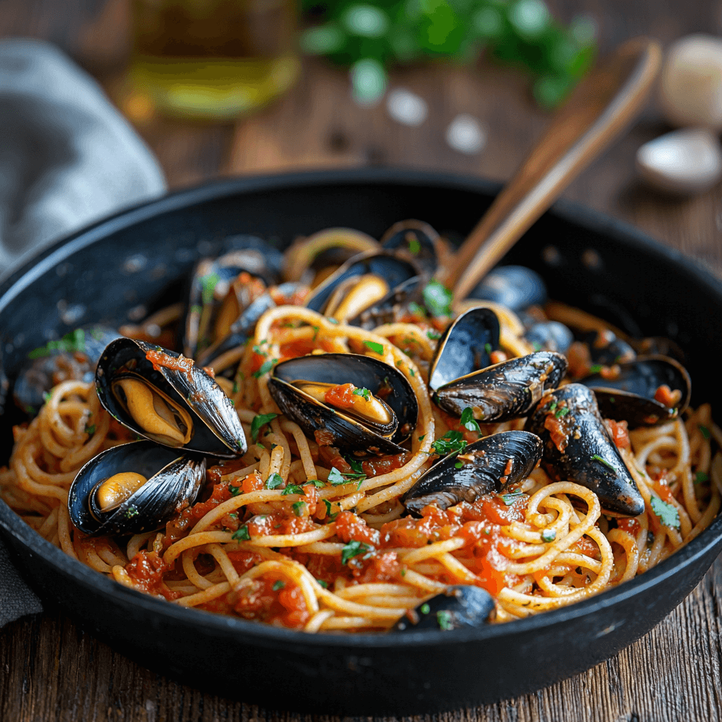 How To Make Spaghetti With Mussels In Red Sauce | Pasquale Sciarappa ...